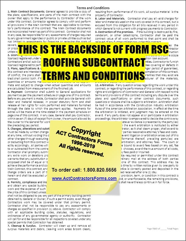 Roofing Contractor Forms for Subcontracting